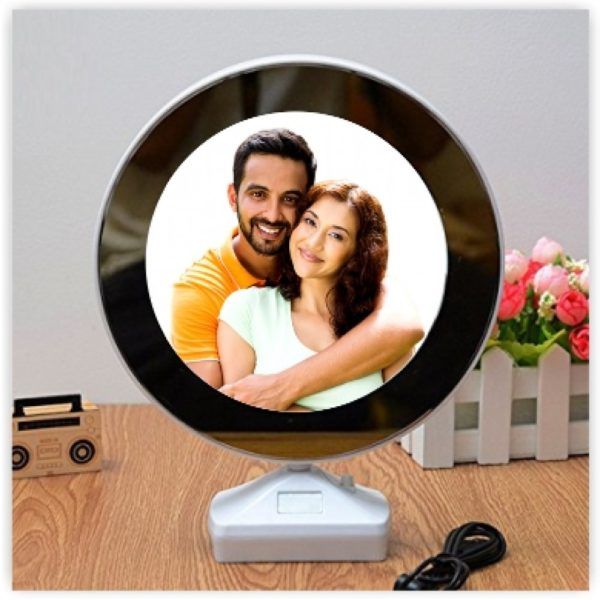 Magic Mirror Heart round Photo Frame with LED Light | Daraz.com.bd