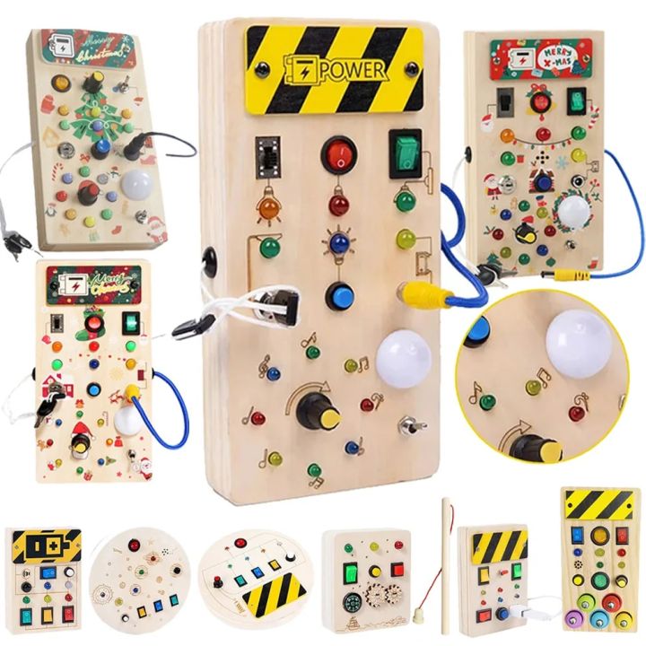 Montessori Busy Board Light Switch Toy Wooden Sensory Toys For Toddlers ...
