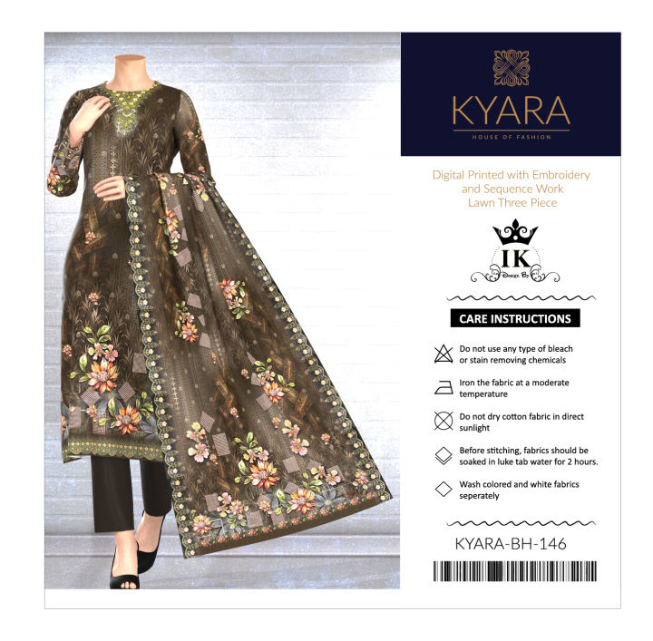 Pakiza Exclusive Design Unstitched Cotton Three Piece-146 | Daraz.com.bd