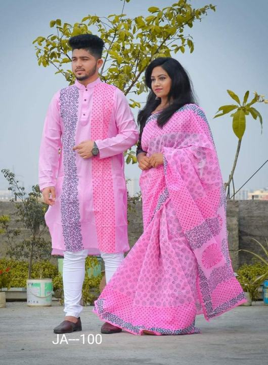 New Designer Block Printed Half Silk Share And Dhupiyan Cotton Panjabi ...