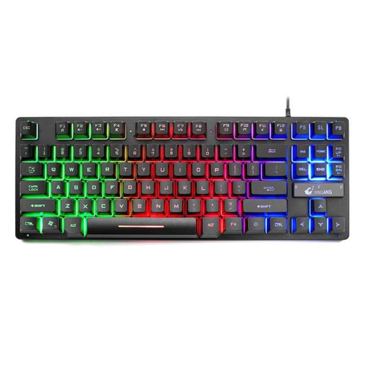 Gaming Keyboard 87 Keys Keyboard for PC / Laptop GamerSeven-Color ...