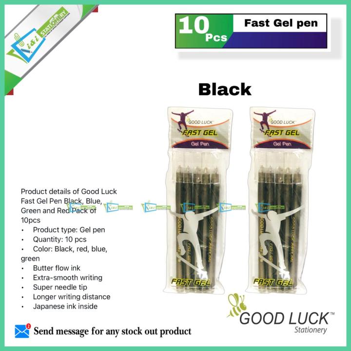 Good Luck Fast Gel Pen Black, Blue, Green and Red Pack of 10pcs | Daraz ...