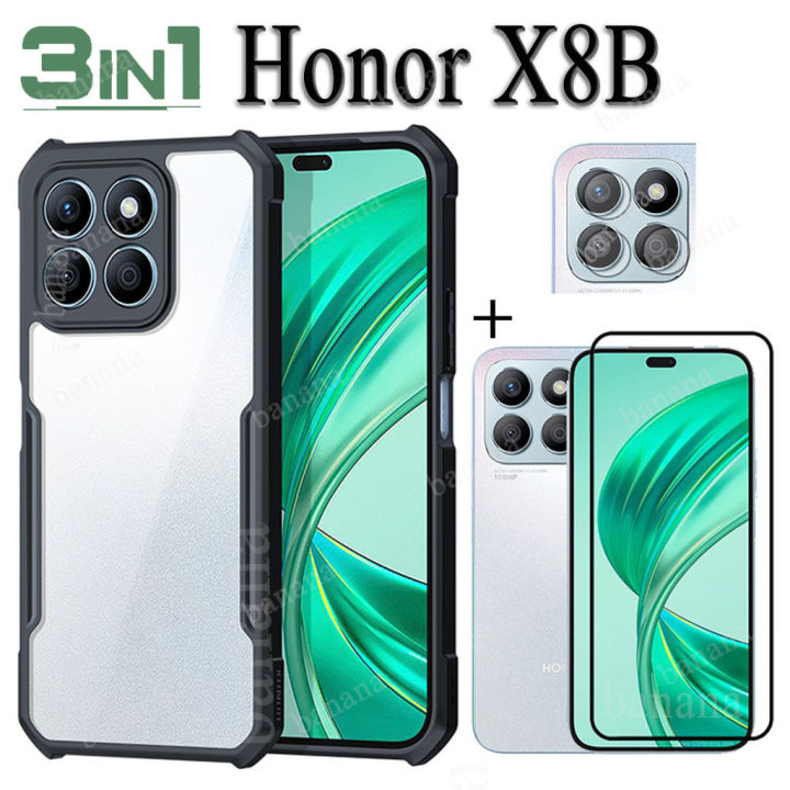 3 IN 1 Honor X8B X8A X7A X7B anti-fall mobile phone case + tempered ...