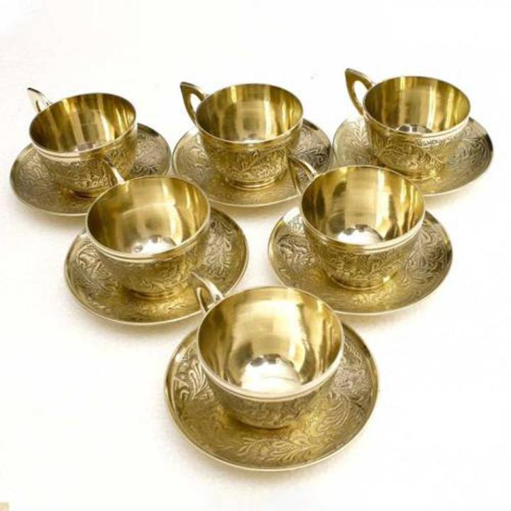 Pitol Tea Cup Set / Brass Tea Cup and Saucer 6 Pices Set / Pitoler Cup ...