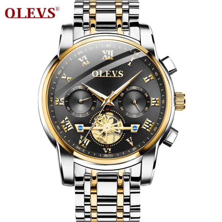 OLEVS silver Chronograph, Full Stainless Steel, 30m Water Resistant Men ...