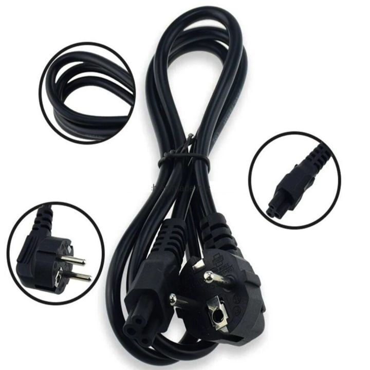 EU IEC-C5 Power Cable Cord 1m 2 Prong Clover Leaf Mains Cable Charger ...