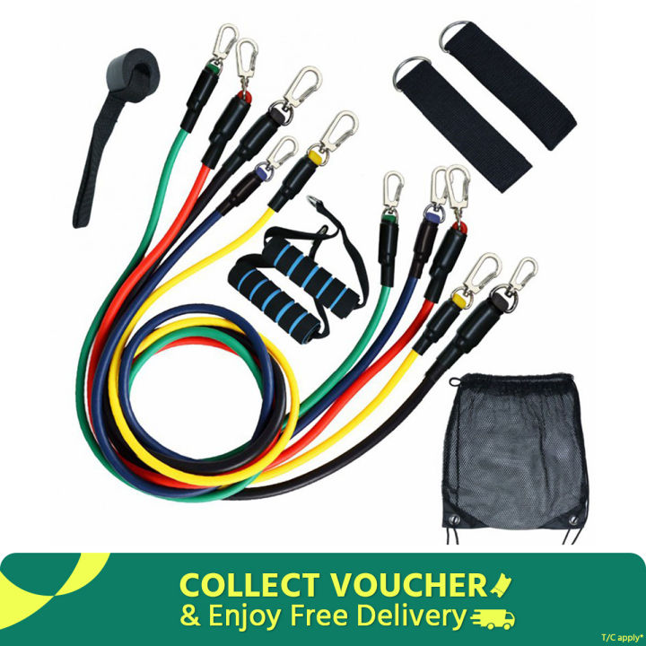 11 Pcs Resistance Band Set With Ankle straps door strap and carrying ...