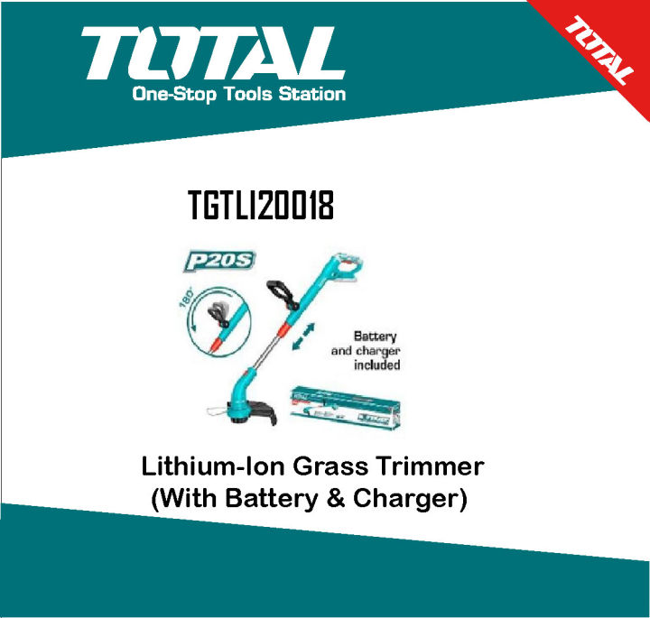 TOTAL Cordless Grass Trimmer 20v with battery and charger TGTLI20018 ...