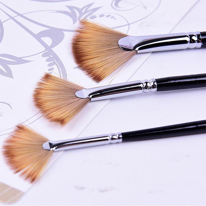 3pcs/set Fan shaped Nylon Hair Paint Brush Copper Tube Watercolor ...