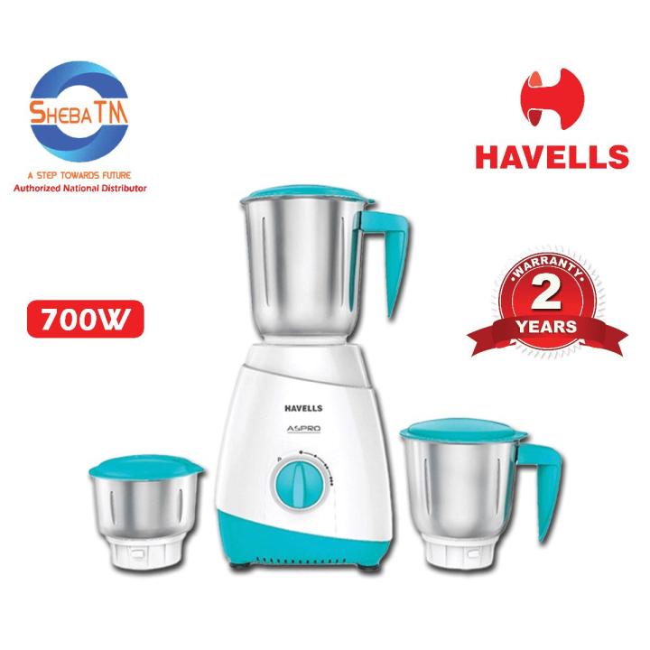 HAVELLS ASPRO 600 W MIXER GRINDER 3SSJar White- Light Blue | Daraz.com.bd
