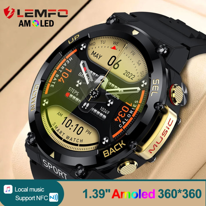 LEMFO LF33 AMOLED Smart Watch Men IP68 Waterproof Bluetooth Call Music ...