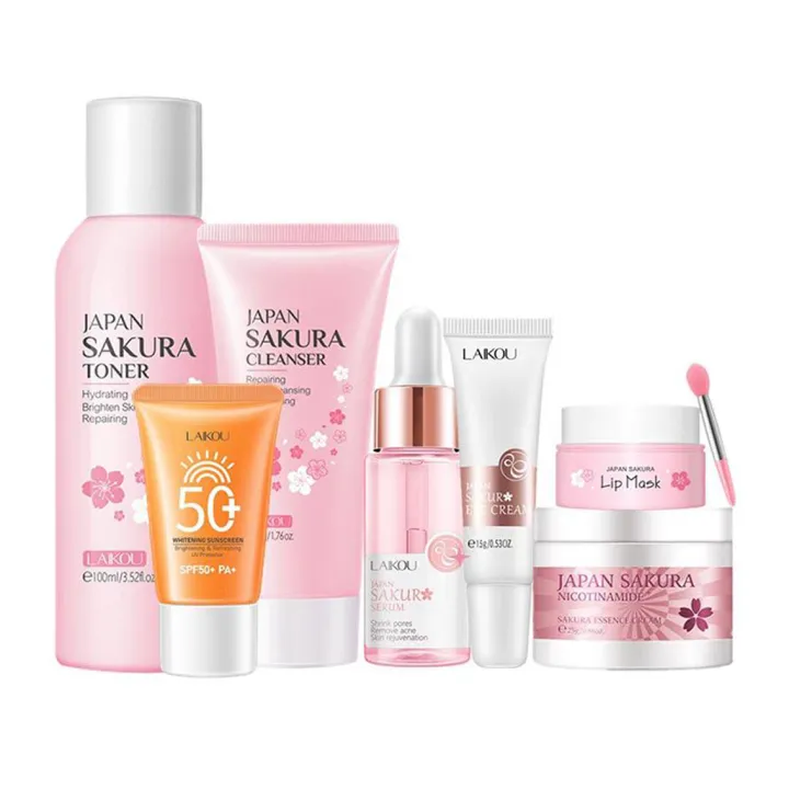 LAIKOU Japan Sakura Toner/ Sunscreen SPF50+ / Cleanser/Serum/Eye Cream/ Essence Cream /Lip Mask ...