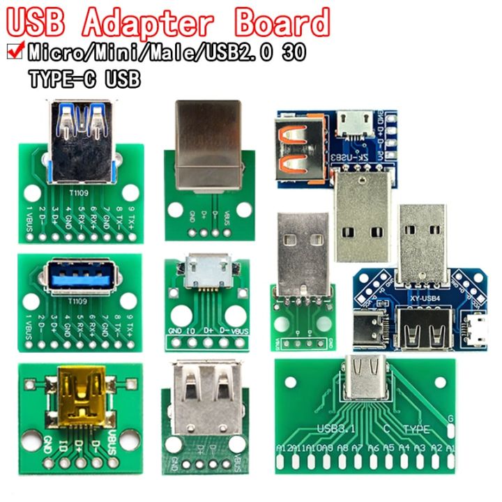 5PCS USB Male Connector / MINI MICRO USB to DIP Adapter female ...