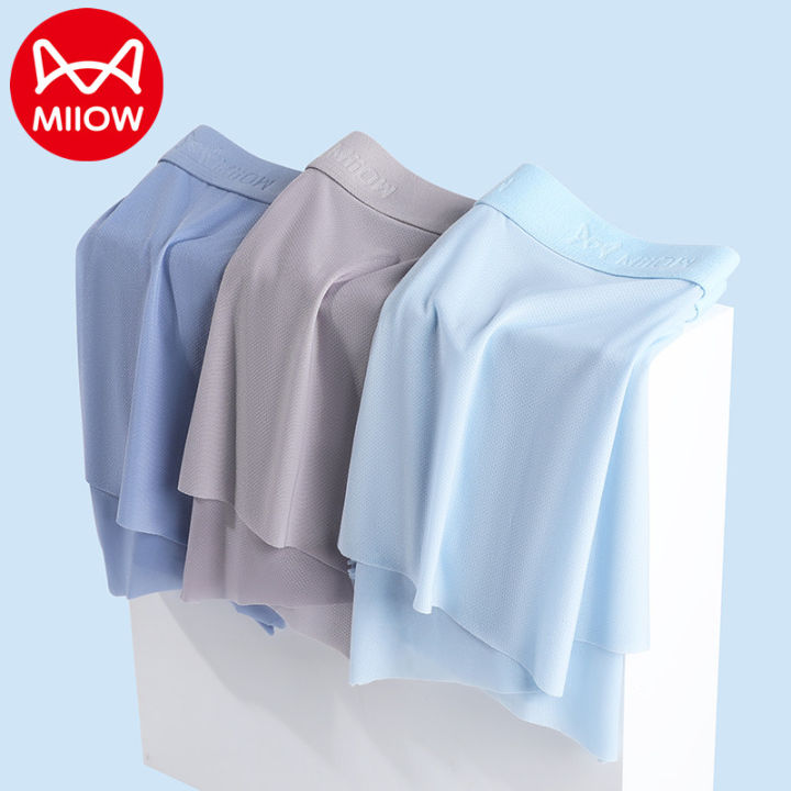 MiiOW 3pcs Ice Silk Mesh Ultra-thin Men's Panties Mulberry Silk Shorts ...