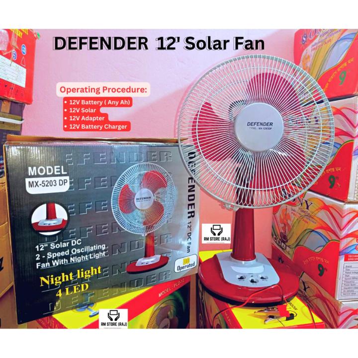 DEFENDER 12' Table Solar Fan / 12 Inch Solar Fan / 12v Dc Solar Fan 12 ...