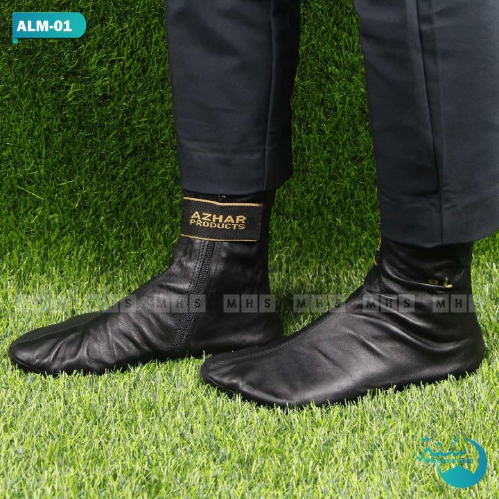 Black Color Azhar Leather Zipper Socks For Men And Women || Roop ...