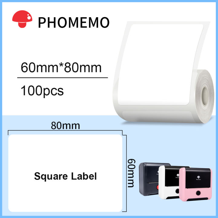 Phomemo 60/70mmx40/80mm White Rectangle Thermal Sticker Paper DIY Label ...