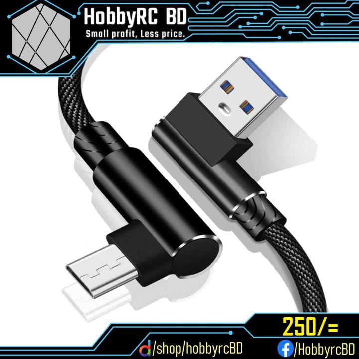 Fast Charging 90Degree/L Shaped USB Cable for MicroUSB/ Type-C/ Iphone ...