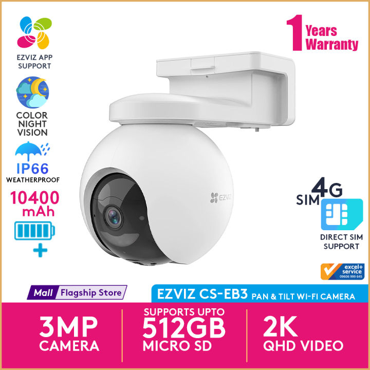 EZVIZ CS-EB8 3MP 2K 4G Battery Camera Outdoor with Location, PTZ ...