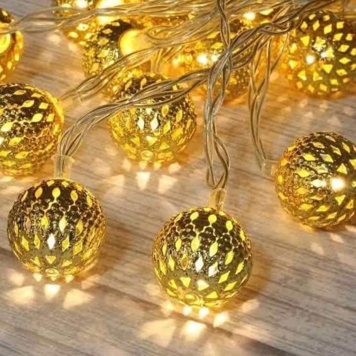 Ball Shape golden Fairy Lights 15ft ( Jhar batti ) | Daraz.com.bd