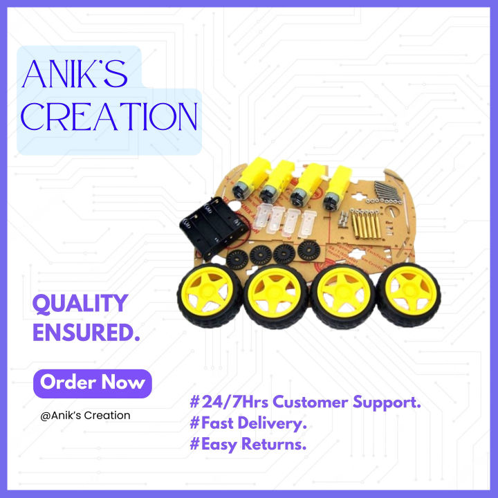 4WD Smart Robot Chassis Car Kit | Daraz.com.bd