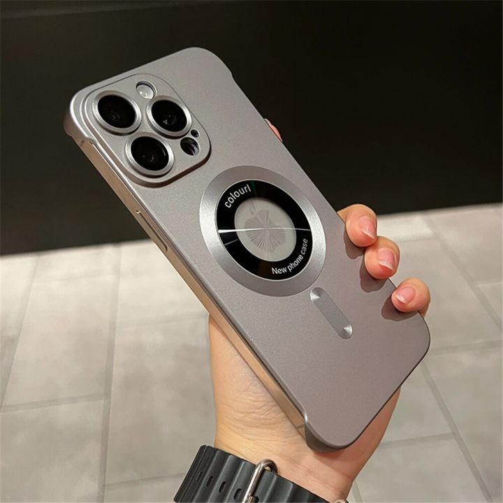 HOCE Metallic Frameless Logo Hole Magnetic Phone Cases For iPhone 12 13 ...