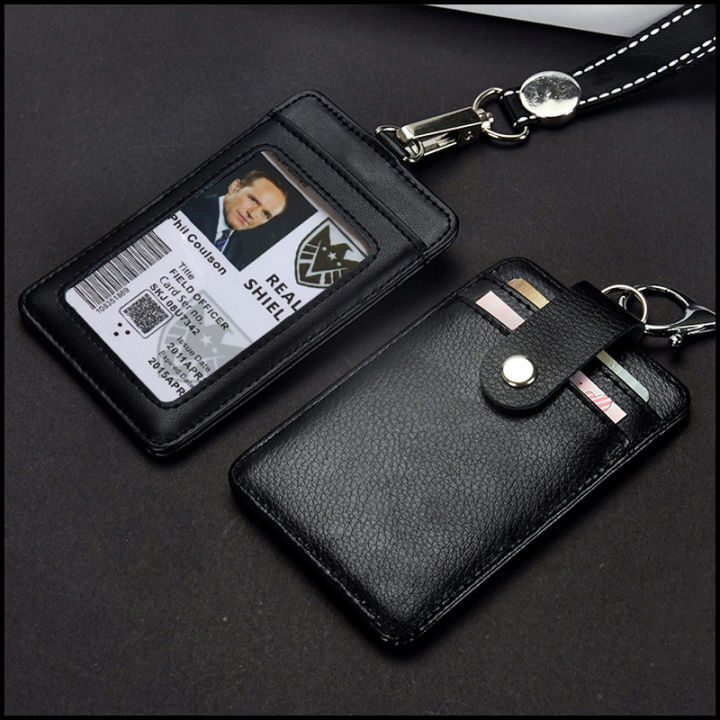 New leather Business Work Card Holder Fashion ID Badge Holders with ...