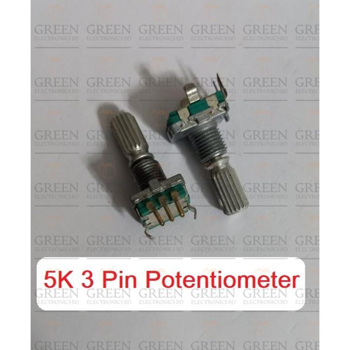 Single Gang Rotary 5K 3 Pin Linear Taper Pot Potentiometer Volume ...