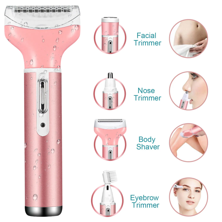 Kemei KM-6637 Multifunctional 4-in-1 Rechargeable Women’s Body Shaver ...
