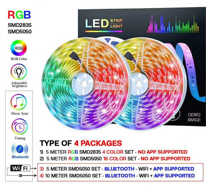LED Strips Lights 5-10 Meter RGB SMD5050 Or SMD2835 RGB BackLight with ...