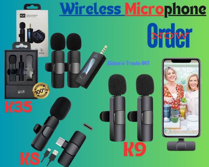 K9/K35/K8 Wireless Dual And Single Professional Lapel Lavalier Microphone Remove Noise For Typ c ...