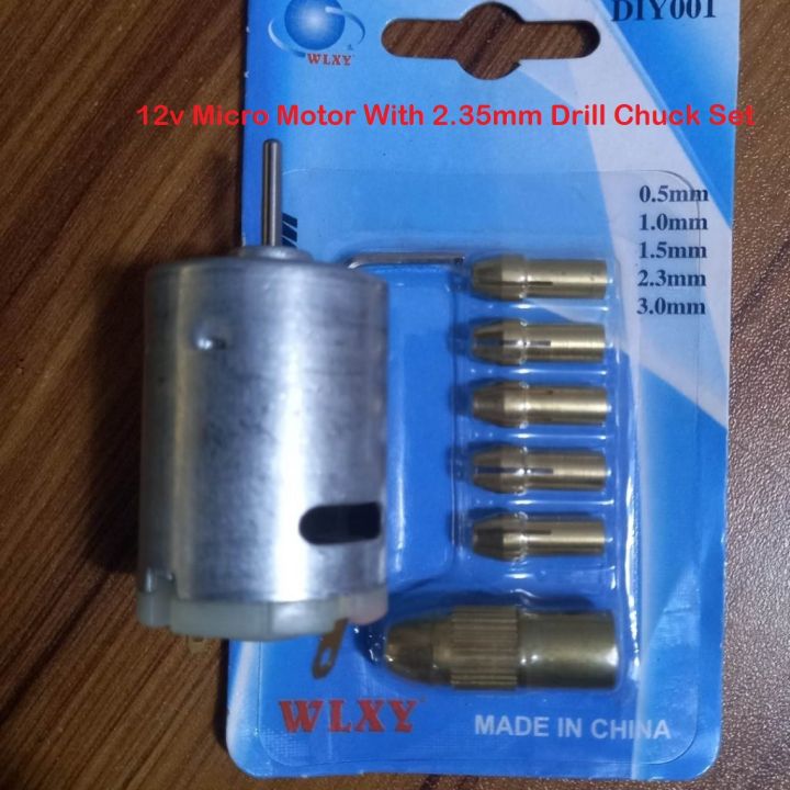 DC 12V Motor With Mini 2.35mm Drill Chucks Set 5 In 1 Electric Motor ...