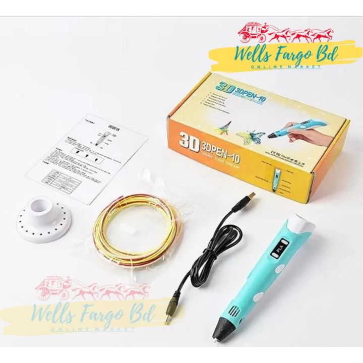3D Pen With (10 feet x 3 Plastic Refill) Creative Intelligent Drawing ...