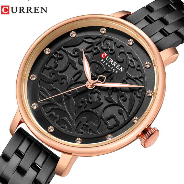 CURREN 9046 Black Stainless Steel Analog Watch For Women - RoseGold ...