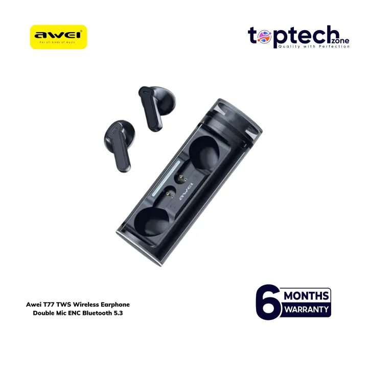 Awei T77 TWS Wireless Earphone Double Mic ENC Bluetooth 5.3 | Daraz.com.bd