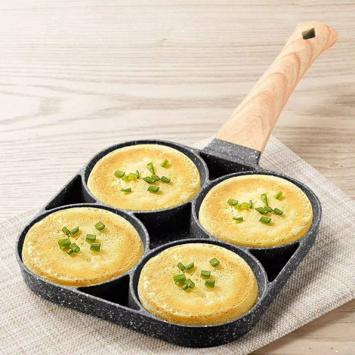 4-Hole Fry Pan - Four-Hole Non-Stick Egg Frying Pan With Handle Black ...