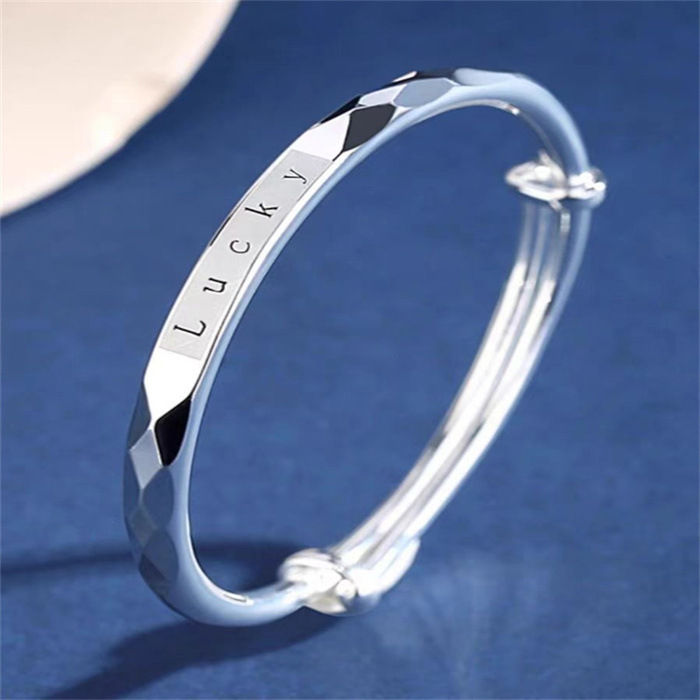 [ New ]Lucky Silver Bracelet White Copper Silver Plated 999 Push Pull ...