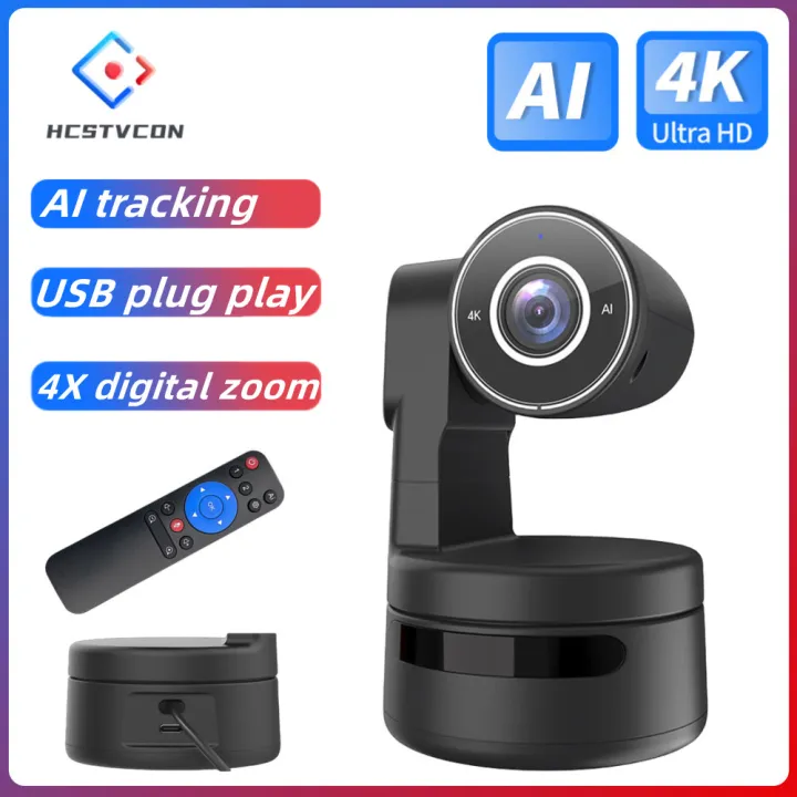 4K PTZ Webcam AI Function with Mics Camera 4X Digital Zoom Auto Track ...