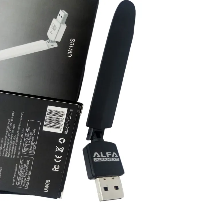USB Wireless-N Adapter UW10S Alfa with Antenna- Black | Daraz.com.bd