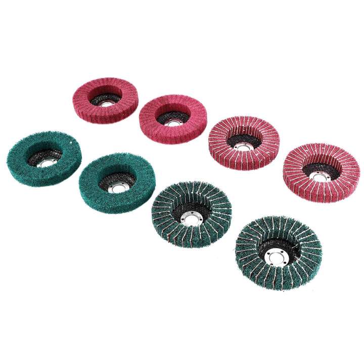 8PCS 4 Inch Red & Green Nylon Fiber Flap Discs Set for Angle Grinder ...