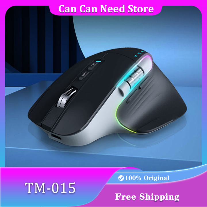 Cimetech TM-015 Mouse Wired Wireless Bluetooth Tri-Mode Dual Scroll Wheel RGB Rechargeable ...