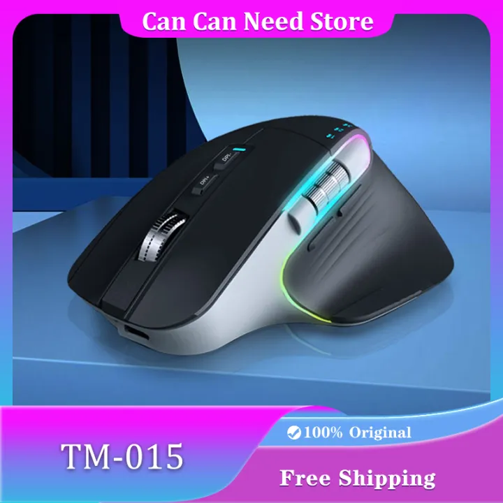 Cimetech TM-015 Mouse Wired Wireless Bluetooth Tri-Mode Dual Scroll Wheel RGB Rechargeable ...
