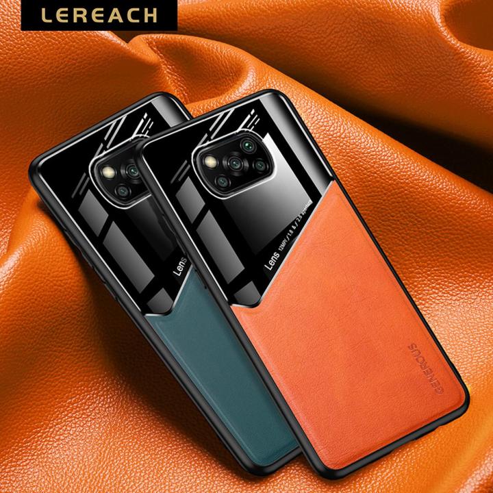 Lereach for Xiaomi Poco X3 / X3 NFC / X3 Pro Case Leather Car Magnetic ...