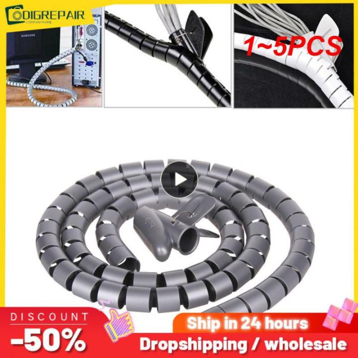 1~5PCS 1.5/2m Flexible Spiral Cable Organizer Storage Pipe Cord ...