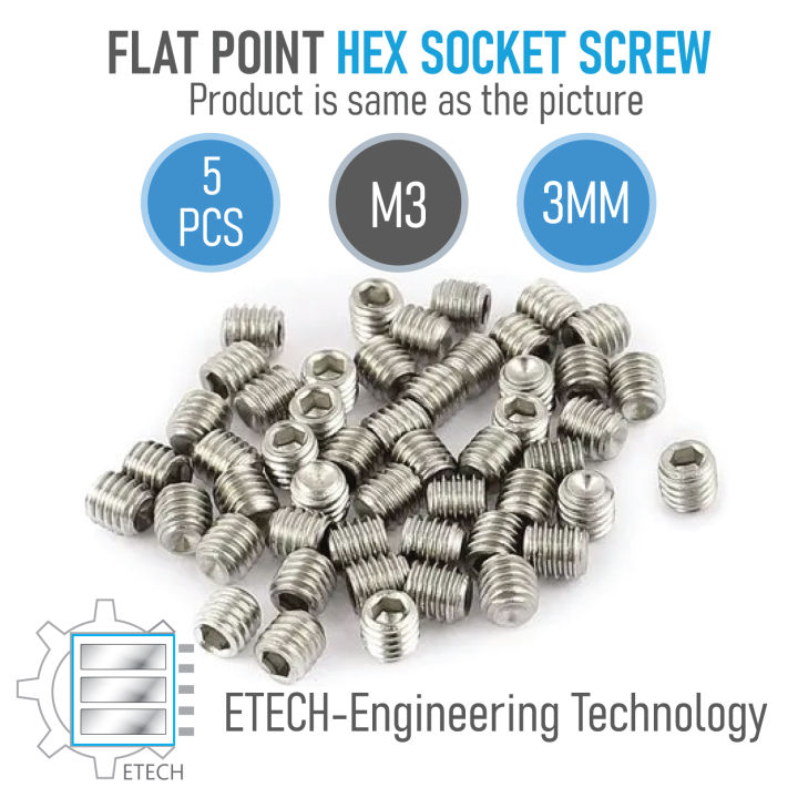 M3 3mm 304 stainless steel Allen Head Hex Hexagon Socket Flat Point Set ...