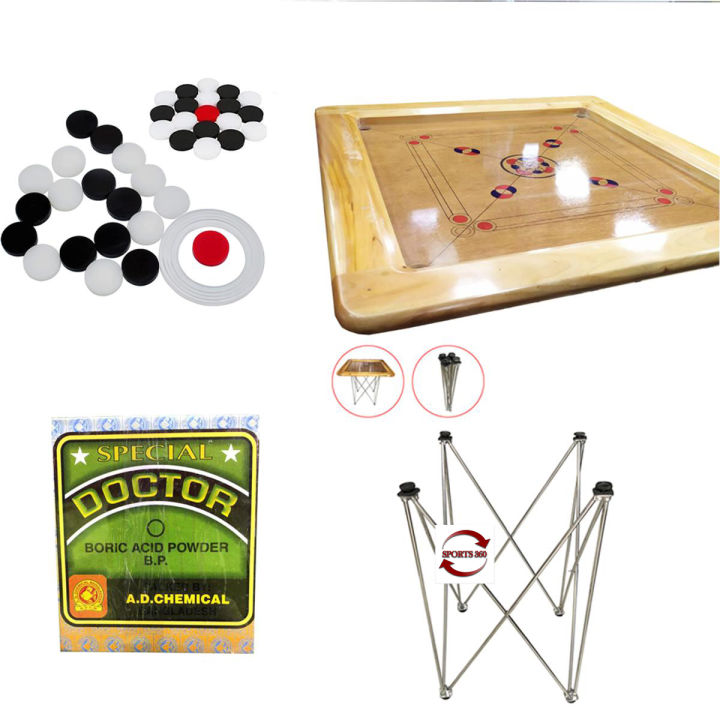 Carom Board 50 inch, Stand, Coins & Boric Powder Full Set | Daraz.com.bd
