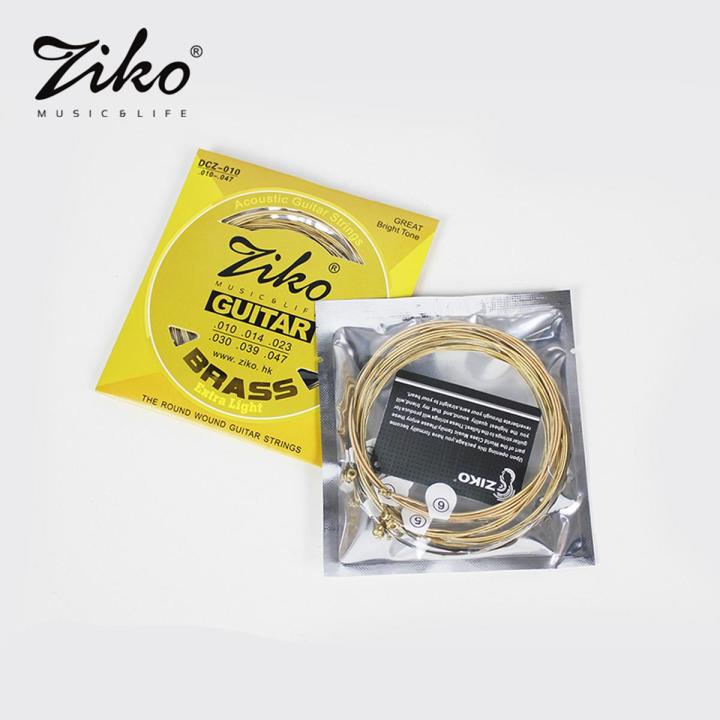 ZIKO DCZ-010 BRASS EXTRA LIGHT Bright Rich Tone Acoustic Guitar Strings ...