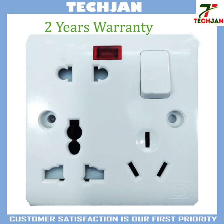 6 Pin Socket Multi Function Universal Wall Cobined socket | Daraz.com.bd