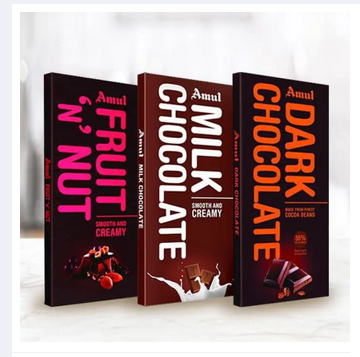 Amul (dark,milk,fruits n nut)chocolate 3pcs | Daraz.com.bd