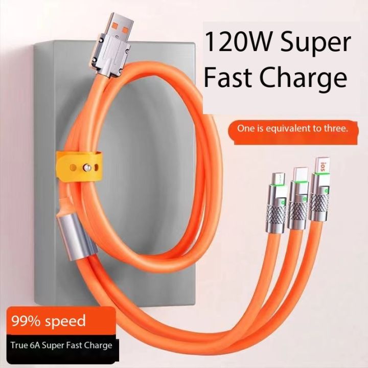 120W High speed Super charging cable. Super flash charge one drag three ...